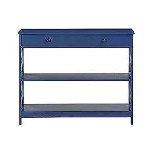 Convenience Concepts Oxford 1 Drawer Console Table with Shelves, Cobalt Blue