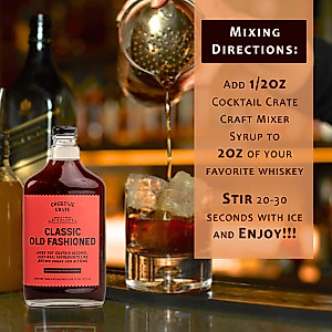 Cocktail Crate Old Fashioned Drink Mixer | Makes 34 Cocktails | Award-Winning Mixer for Classic Old Fashioned | Premium Syrup Handcrafted with Aromatic Bitters & Demerara Sugar | 12.7oz, 2 pack
