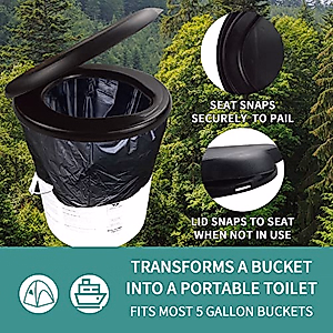 Sailortenx Bucket Toilet Seat with lid,5 Gallon Luggable Loo Bucket Toilet Seat-Portable Toilet Seat for Camping Toilet Bucket Outdoor Boating for Bucket Toilet Lid