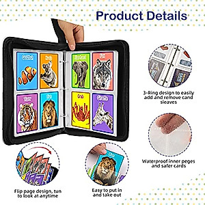 Card Binder 4-Pocket with 55 Removable Sheets Holds 440 Cards, Portable Waterproof Trading Card Holder for Game Cards, Yugioh, MTG, Trading Card Holder Gifts for Boys Girls