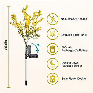 Neporal Solar Garden Lights Outdoor Decorative, Solar Flowers Lights Dusk to Dawn, Solar Garden Stake Lights Waterproof IP65, Solar Powered Flower Lights for Patio, Garden, Yard, Lawn, Pathway