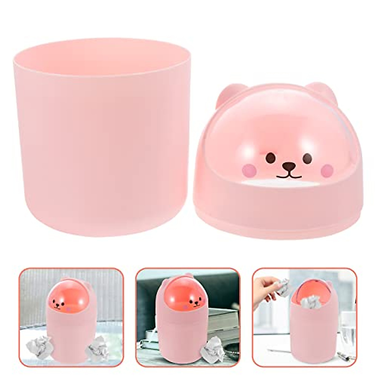 Cabilock Slim Desk Slim Desk Desktop Mini Trash Can with Lid Wastebasket Small Tabletop Paper Garbage Rubbish Bin with Lids Countertop Trash Container for Home Office Car Trash Cans Car Trash Cans