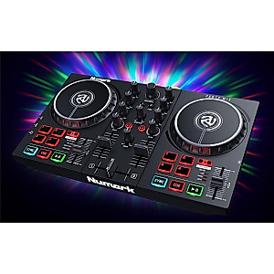 Numark Party Mix II - DJ Controller with Party Lights, DJ Set with 2 Decks, DJ Mixer, Audio Interface and USB Connectivity + Serato DJ Lite