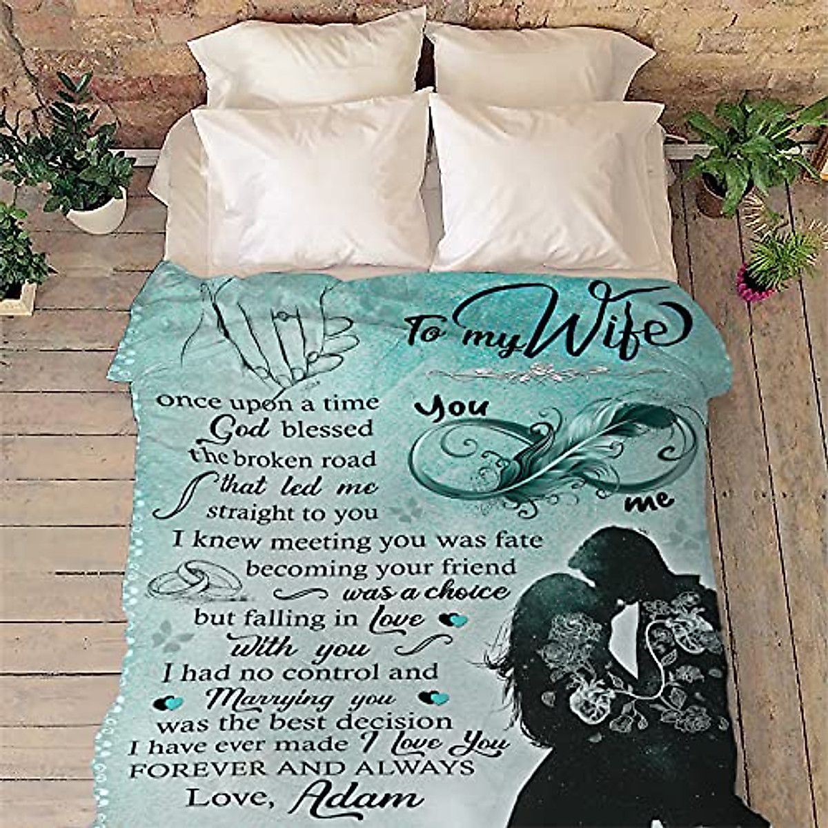 Customized Fleece Blankets for Wife with Husband's Name, Best Gift for Your Life Partner with Quotes, Valentine's Day Gifts, Birthday Gift, for Wife, Supersoft and Cozy Blanket