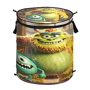 Monsters Laundry Basket Collapsible, Packable Laundry Bag, Laundry Basket for Kids Room