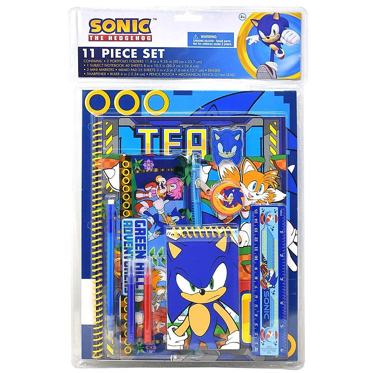 Sonic The Hedgehog School Supplies Value Pack for Kids - 13 Pc Bundle with Sonic Folders, Notebook, and Stickers for Boys and Girls | Sonic Back to School Supplies