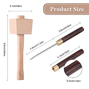 4 Pcs Lewis Bag and Ice Mallet Set, 11.8 x 7.9 Inch Reusable Canvas Crushed Ice Bags with Wooden Handle Ice Hammer Ice Crushers Stainless Steel Ice Pick with Safety Cover for Bar Bartender Tools Kit