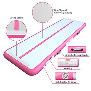 AWSUM Air Gymnastics Mat 10ft/13ft/16ft/20ft/23ft Inflatable Tumble Track mats 4/8 inches Thick tumbling mat with Electric Pump for Home/Gym