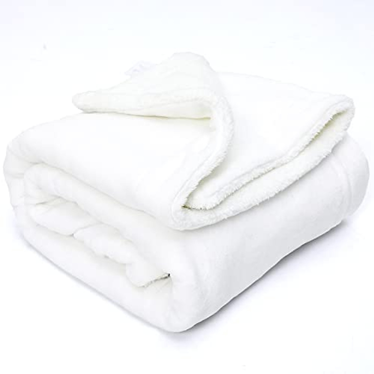 TILLYOU Reversible Plush Sherpa Fleece Baby Blanket for Boys, Girls, Kids, Toddler, Infant, Newborn, 40”x50” - Fuzzy Fluffy Warm Throw Blanket for Toddler Bed, Crib, Stroller, Bassinet, Pet, White