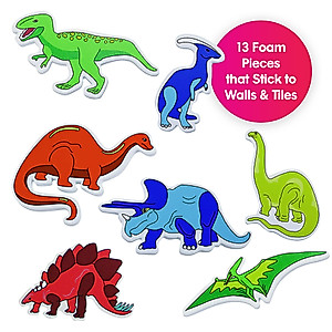 Edushape Magic Creations Foam Sticker Imaginative Bath Tub Activity Play Set, Dinosaurs