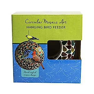 Home Craft Expressions Circular Mosaic Hanging Bird Feeder for Outdoor and Large Cages - for Small and Medium Birds Hand-Crafted Design