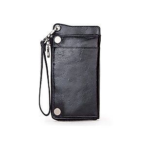 SPYBY Men's Money Organizers Money Clips Wallets RFID Blocking Genuine Leather Business Card Cases (Color : Black)