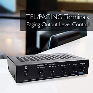 Pyle Compact Mini Home Power Amplifier - 100W Smart Indoor Audio Stereo Receiver w/ RCA, 3 Microphone IN, AUX, 25/70V Outputs, LED, Input Selector, For PA, Amplified Speaker Sound System PCM60A Black