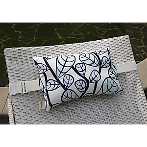 vmgreen Patio Lounge Head Support Pillow & Cushion,Small Waterproof Throw Pillow with Insert & Adjustable Elastic Stripe for Outdoor Furniture Recliner Chair, Sofa Lumbar,Neck Attachment,2Pack