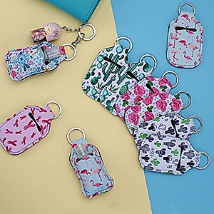 24 Pieces Travel Bottle Keychain Holder Set, 12 Pcs 30ml Empty Plastic Bottle 12 Pcs Colorful Keychain Holders, for Soap, Lotion, and Liquids, Kids Men Women Flip Cap Reusable Beauty Bottle