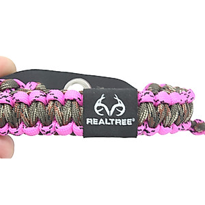 Ten Point Gear Realtree® Paracord Archery Bow Wrist Sling - 100% Full Grain Leather 550 Paracord (Pink Camo)