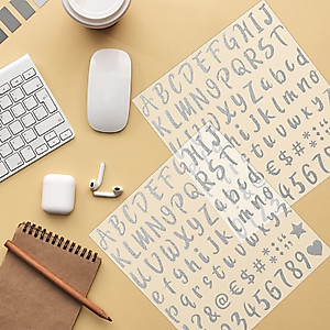 Waynoda 810 Pieces 10 Sheets Self-Adhesive Glitter Silver letter stickers, Alphabet Number Stickers, Decals for Sign, Mailbox, Notebook, Window, Classroom Decor, Door, Business, Address Number (1 Inch)