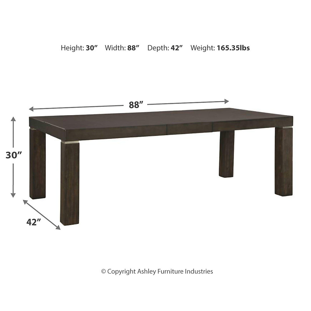 Signature Design by Ashley Hyndell Contemporary Dining Extension Table, Seats up to 8, Dark Brown