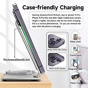 Wireless Charger, Aluminum Alloy 3 in 1 Wireless Charging Station for Apple iPhone/iWatch/Airpods,iPhone 14,13,12,11 (Pro, ProMax)/XS/XR/XS/X/8(Plus),iWatch8/7/6/SE/5/4/3/2,AirPods 3/2/pro