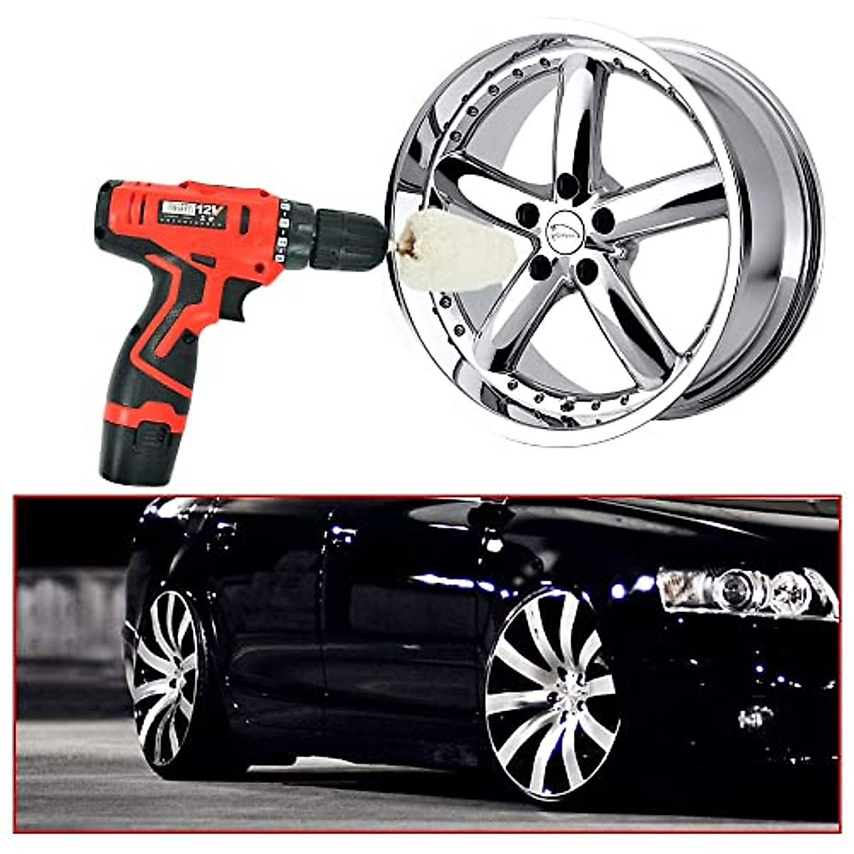 EMILYPRO Aluminum Polishing Wheel for Drill Chrome Rim Manifold Polishing Kit 3" x 1/4" Hex Shank Cone/Mushroom/Column - 3pcs