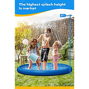 QPAU Inflatable Splash Pad Sprinkler for Kids, Sprays Up to 96 inch, Baby Kids Pool for Learning, Inflatable Water Toys, 60" Outdoor Swimming Pool for Babies and Toddlers(Blue)