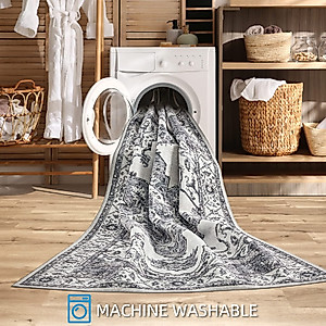 Oriannal 5x7ft Washable Area Rugs Boho Gray +2 PCS Kitchen Rugs Non-Slip 17 X30/17X47 Inch Gray and White