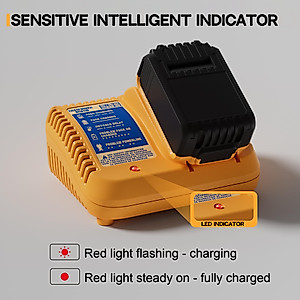 LILEIPOWER Replacement Battery Charger for Dewalt 20V Max Battery Charger DCB101 DCB105 DCB115 DCB107, Compatible with Dewalt 12V/20V MAX Lithium Ion Battery (Yellow, 【1-Port】 Charger)