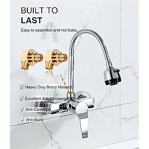 2 PCS B-0230-K Wall Mount Faucet Installation Kit - for T&S B-0230 Style 1/2‘’ NPT Faucets Replacement Include 2 PCS 1/2" NPT Short Elbows, Nipples, Lock Nuts, Washers - Brass