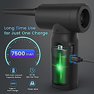 Compressed Air Duster, 110000 RPM Keyboard Cleaner for Office, 3 Adjustable Speed Electric Air Duster, Good Replacement for Compressed Air Can, 7500 mAh Rechargeable Electric Duster for Deep Cleaning