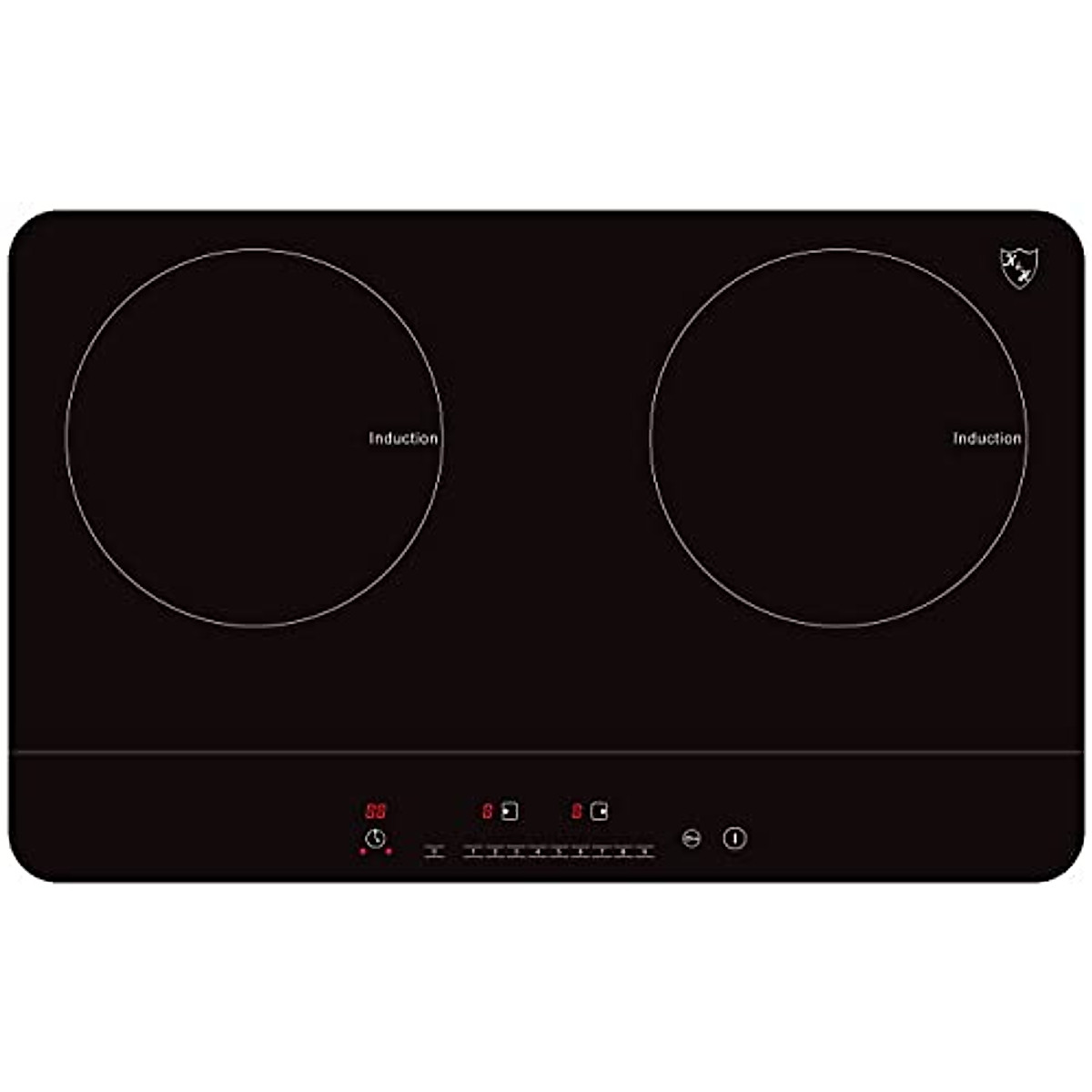 K&H 2 Burner Double Dual 24 Inch Induction ULTRA SLIM Electric Stove Top Ceramic Cooktop White 120V 1800W IN-DD18-120S