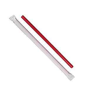 Karat C9130 (Red) 7.75" Giant Straws (8mm Diameter), Paper-Wrapped, Red (Case of 7500)