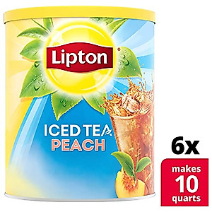 Lipton Peach Iced Tea Mix, Sweetened, Makes 10 Quarts (Pack of 6)