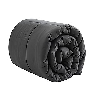 California King Comforter,Luxurious All Season Cooling Fluffy Soft Quilted Down Alternative Comforter Reversible Duvet Insert with Corner Tabs,Dark Grey,96x104 Inches