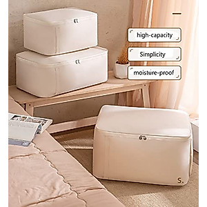 CRSUSUKJ Storage Bags,3 Pack Clothes Storage,Foldable Blanket Storage Bags with Reinforced Handle Thick Fabric for Organizing Bedroom,Clothing, Closet, Blankets, Bedding