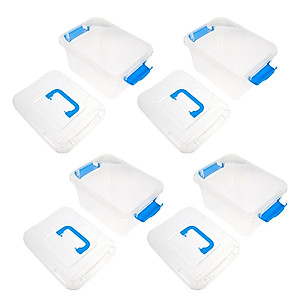 Garneck 4pcs Box Portable Storage Box Plastic Organizer Bins Clear Plastic Container Storage Bins Plastic Clear Container with Lid Stackable Storage Bins Storage Supply Abs Kaha Cosmetic