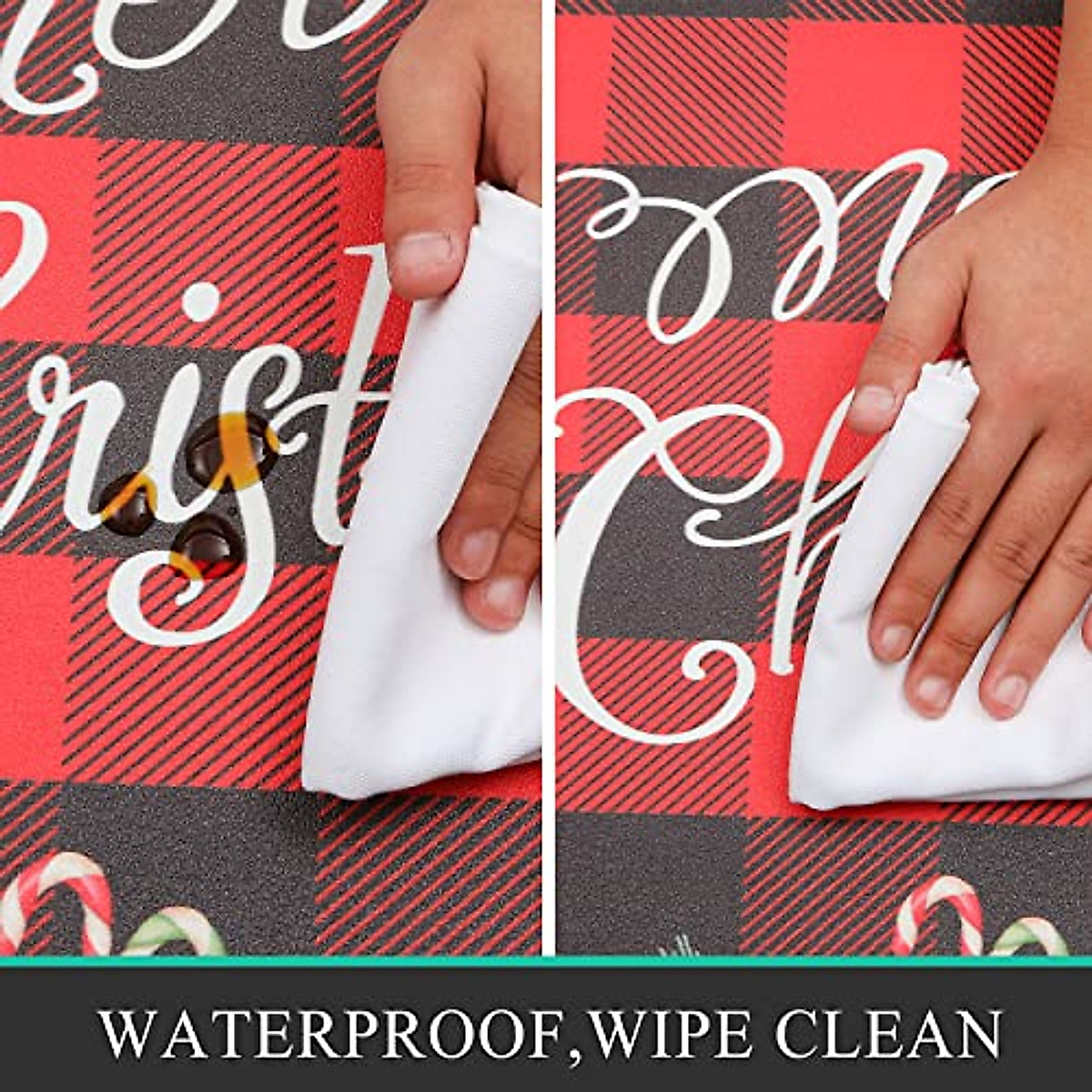 Pauwer Merry Christmas Kitchen Rugs Set of 2, Farmhouse Red Buffalo Plaid Kitchen Floor Mat, Non Slip Anti Fatigue Kitchen Mats for Floor, Cushioned Kitchen Rug Set Christmas Decorations for Home