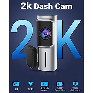 Front Dash Camera for Cars, 2K 2560P Dash Cam 1.47'' IPS Screen Car Camera Built-in WiFi, Mini Car Dashboard with Night Vision G-Sensor Voice Guidance 24H Parking Mode Loop Recording Support 128GB Max