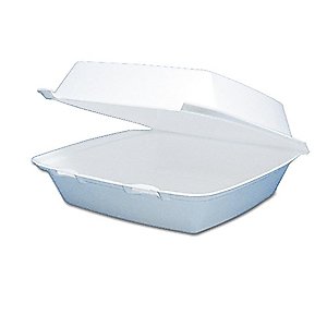 Dart 85HT1R Med Perforated Foam Hinged Container, 8.50 in, White