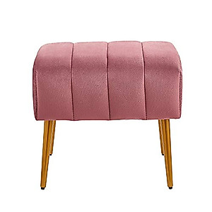 Ball & Cast Upholstered Velvet Storage Bench 44" W x 16" D x 18" H Rose, Set of 1 Upholstered Velvet Ottoman,Footrest 18" W x 15.75" D x 17.5" H Rose,Golden Powder Coating Legs Set of 1