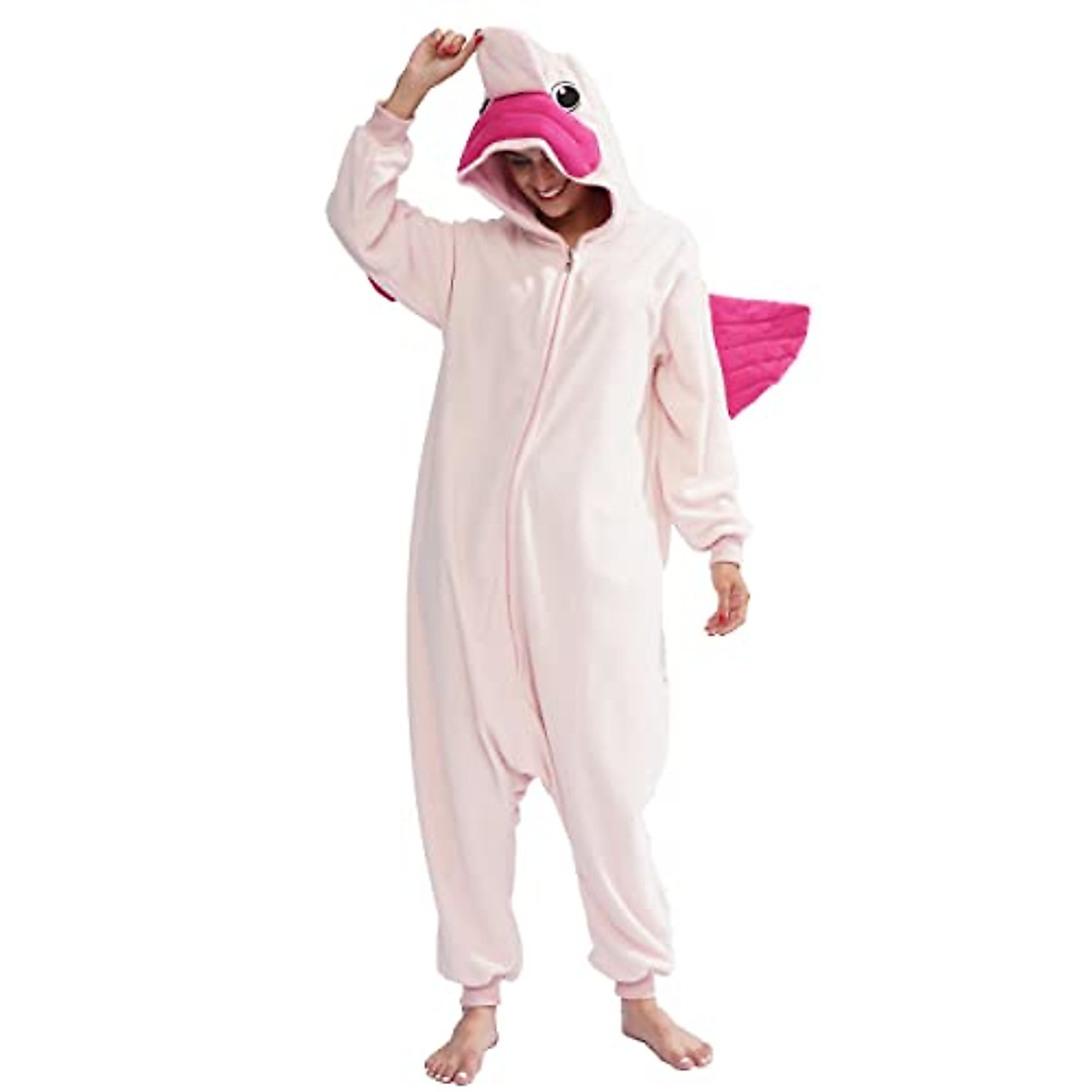 LASSUPIN Adult Pink Blobfish Onesie Pajamas Animal Cosplay Homewear Sleepwear Jumpsuit Costume for Women Men