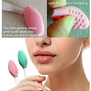 3 PCS Lip Scrub Brush, Double-Sided Silicone Exfoliating Lip Brush, Exfoliating Brush for Men Women Lip Brush Mini Exfoliating Lip Brush lip lightening for dark lips