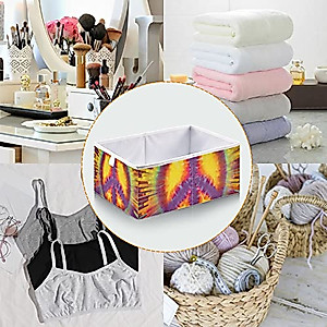 Tie Dye Peace Sign Storage Basket Storage Bin Rectangular Collapsible Shelves Basket Large Toy Chest Organizer for Home Office Dormroom