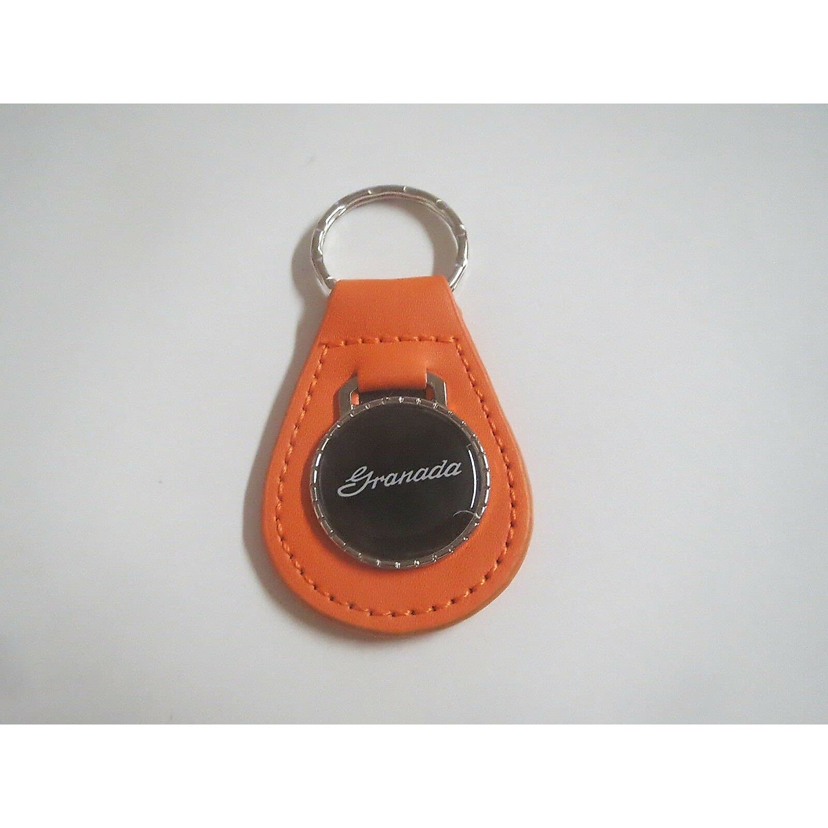 1975 1976 1977 1978 1979 1980 1981 1982 GRANADA SCRIPT LOGO LEATHER KEYCHAIN - PUMPKIN