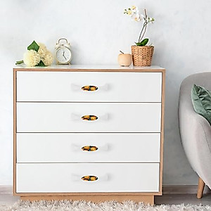 RODAILYCAY Shell 4 Packs Kitchen Drawer Pulls, Crystal Glass Cabinet Handles Pulls, Cupboard Door Knobs, Kitchen Hardware Pulls for Dresser Drawers