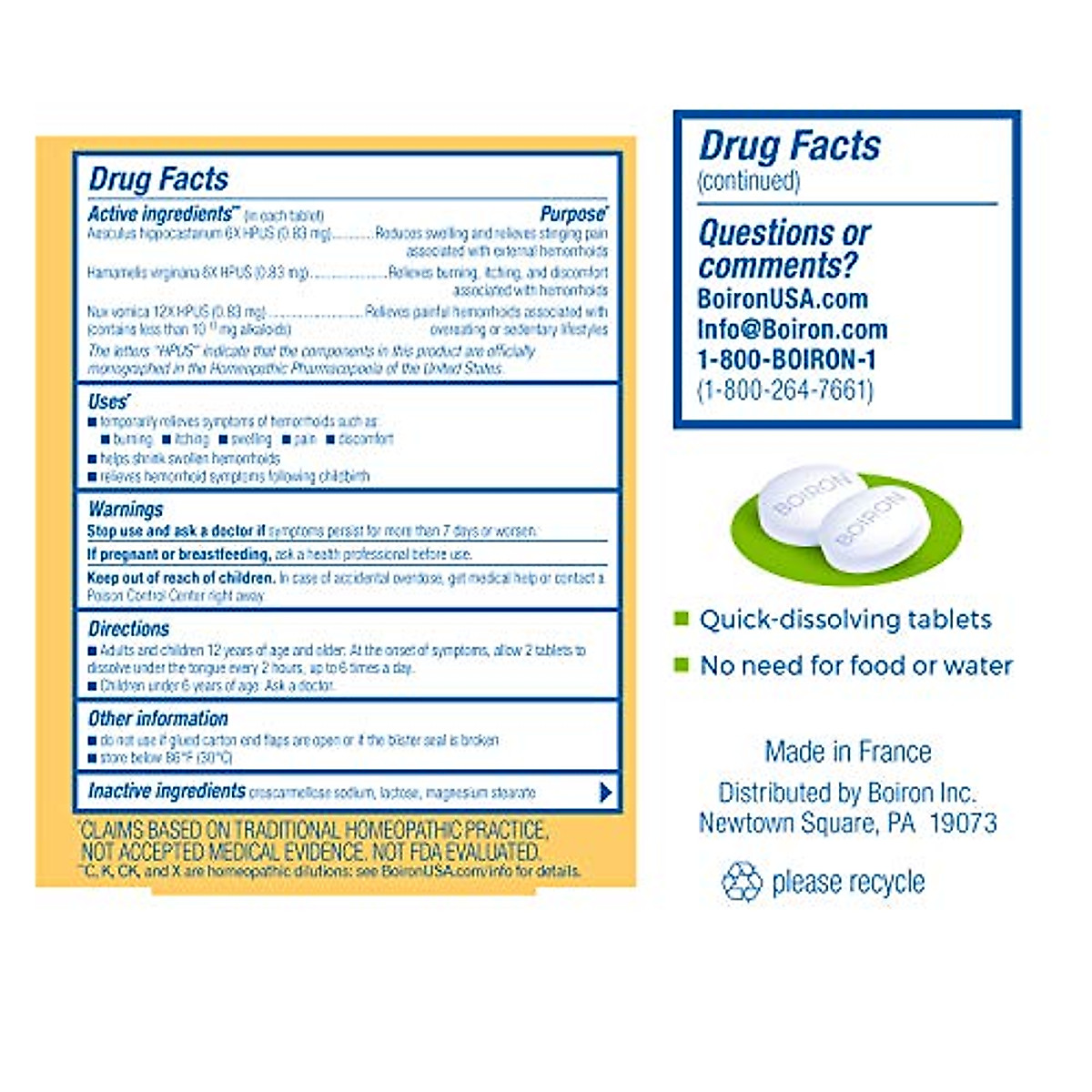 Boiron HemCalm Tablets for Hemorrhoid Relief of Pain, Itching, Swelling or Discomfort - 120 Count (Pack of 1)