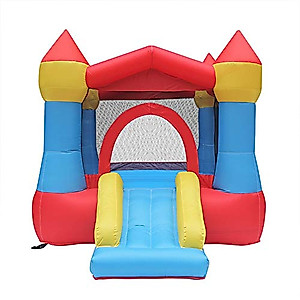 Bouncy Castle, Inflatable Castle Small Children's Trampoline Home Trampoline Indoor and Outdoor Slide Inflatable Castle Children's Playground Inflatable Castle (Orange 260×190×170Cm)