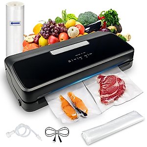 Vacuum Sealing Machine, Food Preservation Sealing Machine, Air Sealing System for Vacuum Bag/Can Food Preservation, Dual Pump Suction 95Kpa, 8 and 1 Easy Mode, Built-in Cutter, 14 Piece Starter Kit
