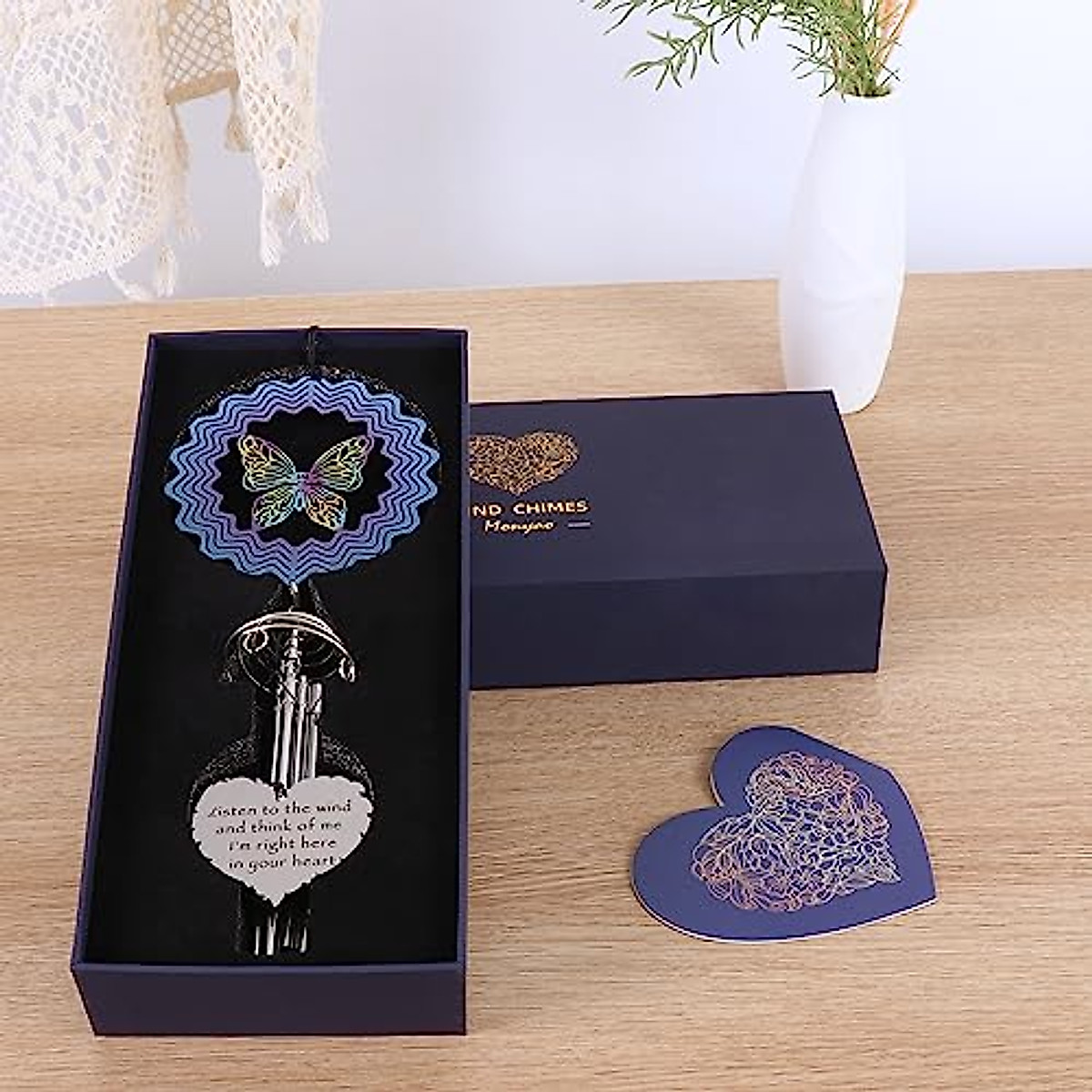 Sympathy Wind Chimes -Sympathy Gift Baskets for Loss of Loved One-Unique Condolence Gifts/Grief Gifts/Bereavement Gift for Mother/Father/Sister（Colorful Butterfly）