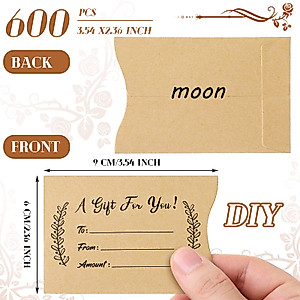 600 Pcs Gift Card Envelopes Bulk Thank You Gift Card Sleeves Appreciation Mini Money Cash Envelopes for Blank Hotel Credit Card Protector for Christmas Party Business Gifts, 3.54 x 2.36 Inches(Brown)