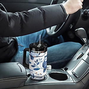 FRCSDIY Cartoon Owl Insulated Tumbler with Handle and Straw Lid,30oz Leakproof Stainless Steel Cup BPA-Free Water Bottle